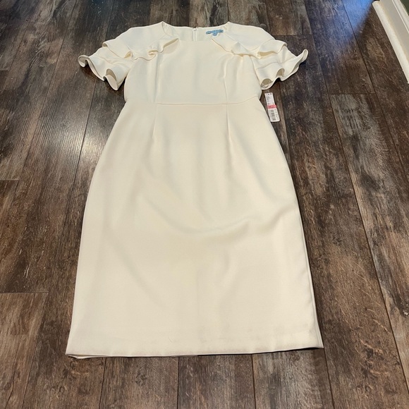 ANTONIO MELANI | Dresses | Antonio Melani Cream Midi Dress With Ruffle ...